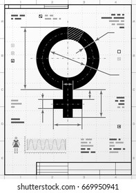 Female Symbol Technical Blueprint Drawing Drafting Stock Vector ...