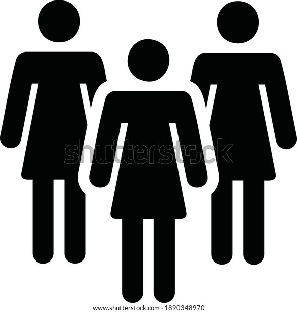Female Teamwork Icon On White Background Stock Vector (Royalty Free ...