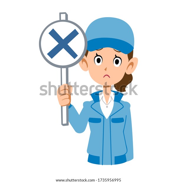Female Upper Body Blue Work Clothes Stock Vector (Royalty Free ...