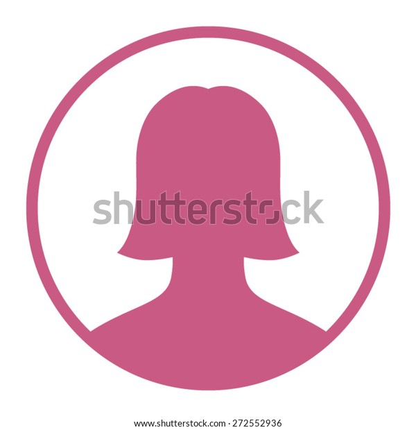 Female user account or user profile circle flat vector icon for apps ...