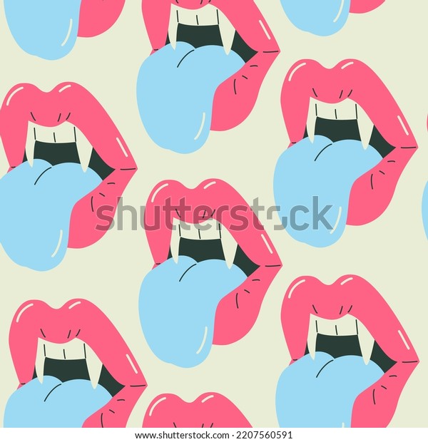 Female Vampire Lips Seamless Pattern Funky Stock Vector (Royalty Free ...