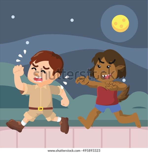 Female Werewolf Chasing People Stock Vector (Royalty Free) 495893323 ...