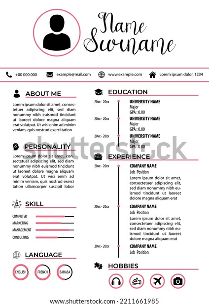 Feminine Cv Resume Template Simple Modern Stock Vector (Royalty Free ...