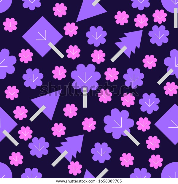 Feminine Dark Purple Trees Pattern Stock Vector (Royalty Free ...