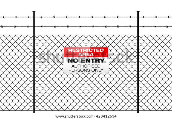 Fence Barbed Wire Sign No Entry Stock Vector (Royalty Free) 428412634 ...