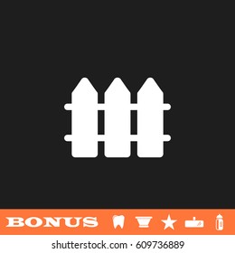 Fence Icon Flat White Pictogram On Stock Vector (Royalty Free ...