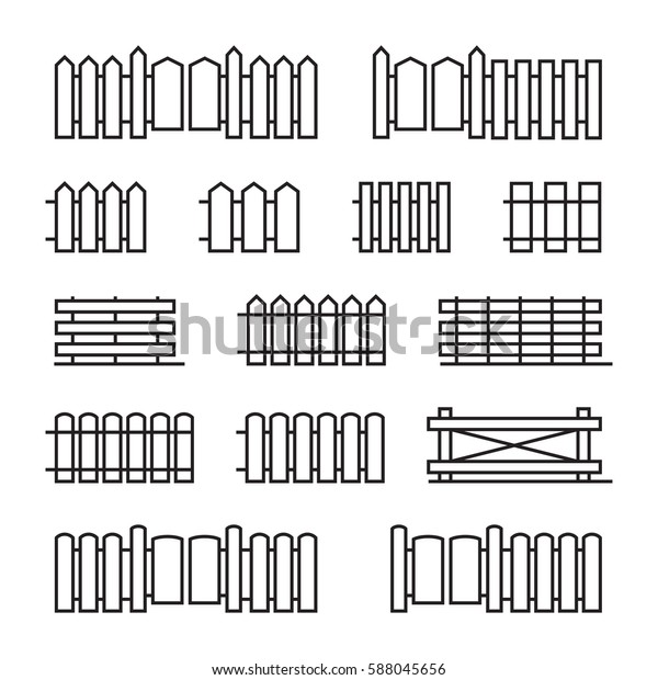 Fences Flat Line Icons Set Linear Stock Vector (Royalty Free) 588045656
