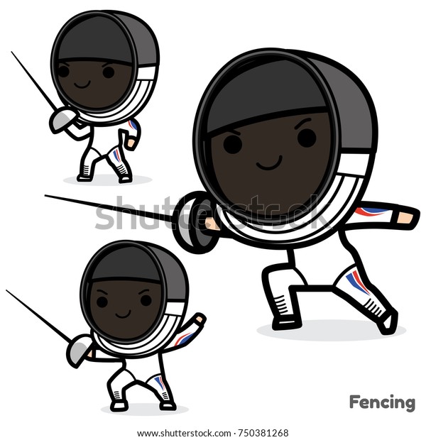 Fencing Cartoon Vector Illustration Isolated On 库存矢量图（免版税）750381268