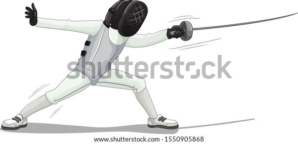 Fencing Character Isolated On White Illustration Stock Vector (Royalty ...