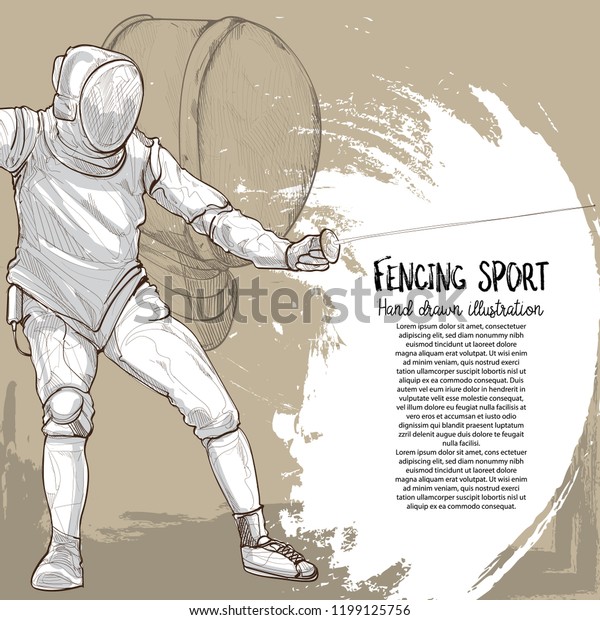 Fencing Sport Drawing Vector Sport Element Stock Vector (Royalty Free ...