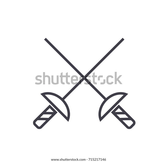 Fencing Swords Flat Line Illustration Concept Stock Vector (Royalty ...