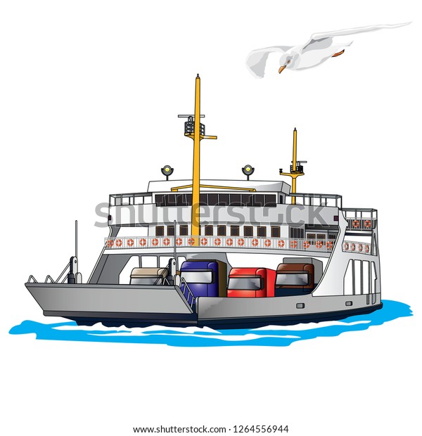 Ferry Boat Isolated On White Background Stock Vector (Royalty Free ...