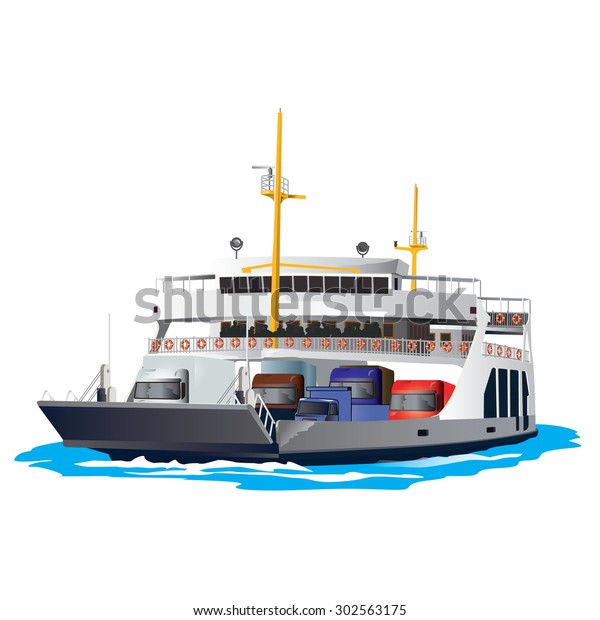 Ferry Boat Isolated On White Background Stock Vector (Royalty Free ...
