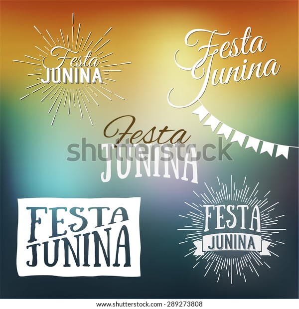 Festa Junina Set Logos Emblems Labels Stock Vector (Royalty Free ...