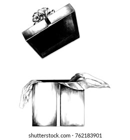 Festive Box Bow Lid Open Sketch Stock Vector (Royalty Free) 762183901 ...