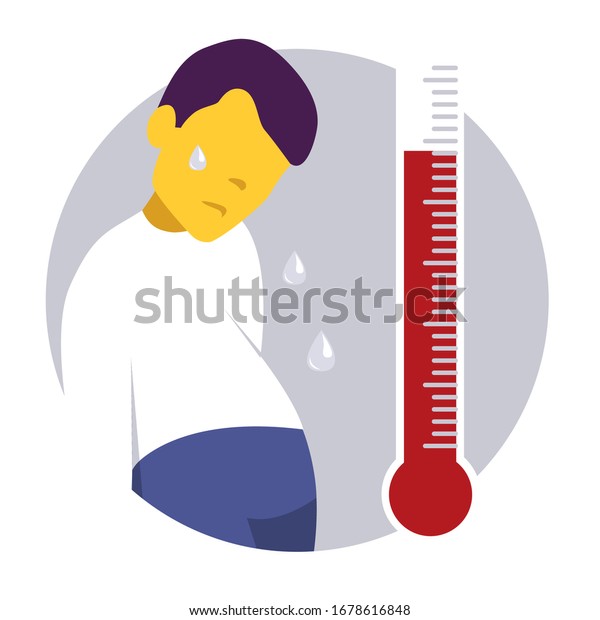 Fever Fatigue Man Thermometer Symptoms Virus Stock Vector (Royalty Free ...