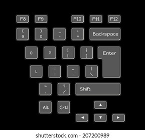 Few Dark Keys On Black Background Stock Vector (Royalty Free) 207200989 ...