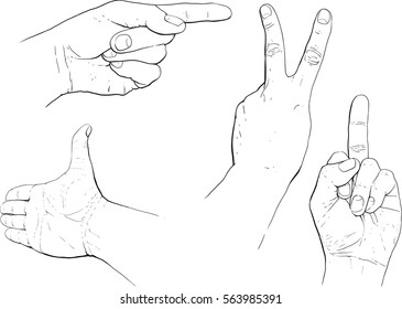 Set Funny Hand Sign Cartoon Doodle: เวกเตอร์สต็อก (ปลอดค่าลิขสิทธิ์ ...