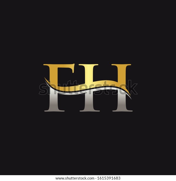 Fh Logo Design Gold Red Black Stock Vector (Royalty Free) 1615391683