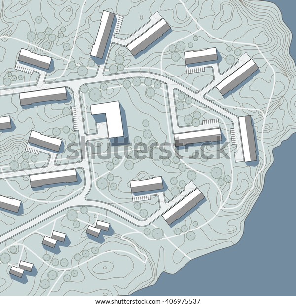 Fictional City Map Working Village Campus Stock Vector (Royalty Free ...