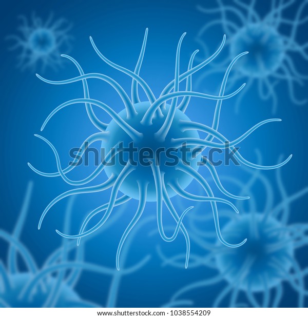 Fictional Microorganism Virus Bacterium On Blue Stock Vector (Royalty ...