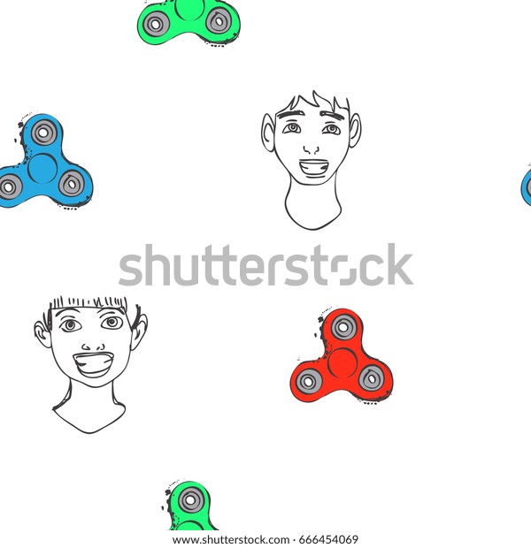 Fidget Spinner Hand Drawing Illustration Lettering Stock Vector ...