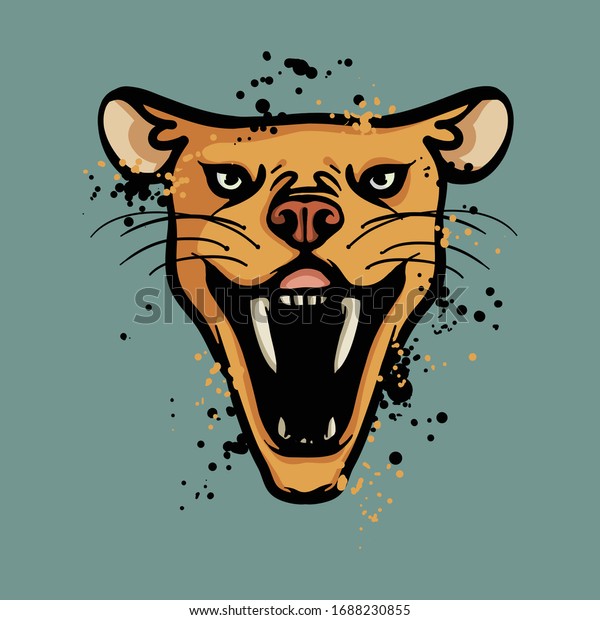 Fierce Saber Tooth Tiger Front View Stock Vector (Royalty Free) 1688230855