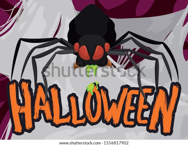 Fierce Spider Spitting Venom Oozing Through Stock Vector (Royalty Free ...