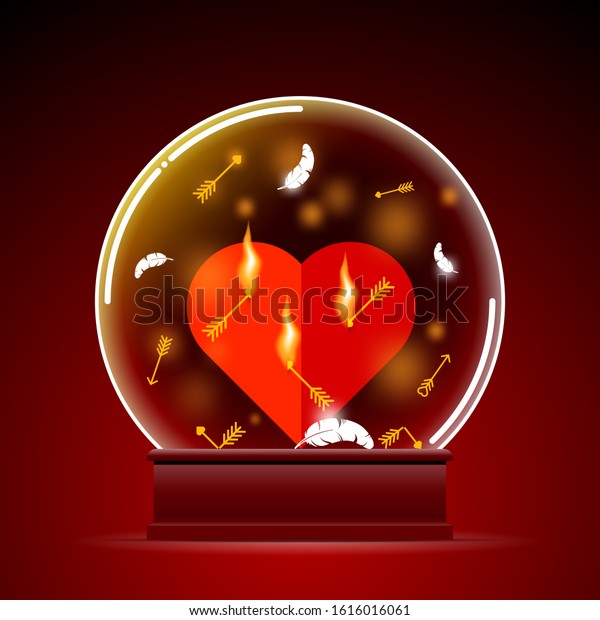 Fiery Heart Pierced By Arrows Glass Stock Vector (Royalty Free ...