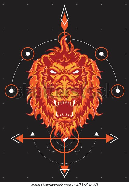 Fiery Lion Sacred Geometry Arrow Stock Vector (Royalty Free) 1471654163 ...