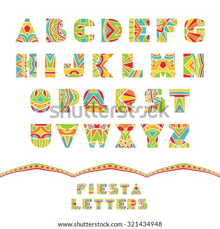 Fiesta Font Set ABC Letters Abstract Stock Vector (Royalty Free ...