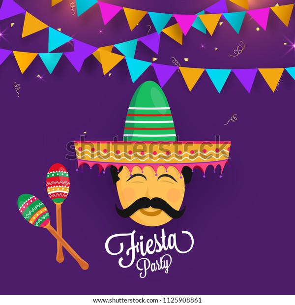 Fiesta Party Flyer Design Decorated Mans Stock Vector (Royalty Free ...