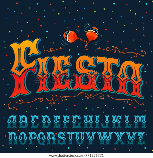 Conjunto de tipos "Fiesta". Fuente vectorial hecha a mano para ...
