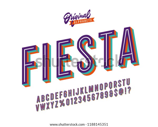 Fiesta Vintage 3d Inline Condensed Alphabet Stock Vector (Royalty Free ...