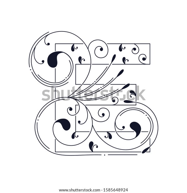 Fifth Letter English Alphabet E Vintage Stock Vector (Royalty Free ...
