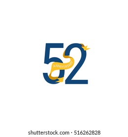 Fifty Two Years Anniversary Yellow Ribbon Stock Vector (Royalty Free ...