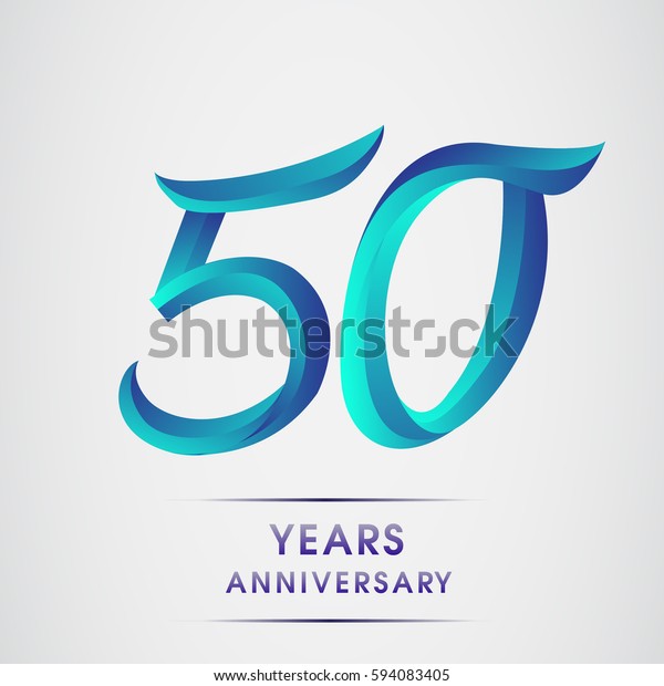 Fifty Years Anniversary Celebration Logotype Blue Stock Vector (Royalty ...