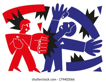 Fight Between Two Men Vector Illustration Stock Vector (Royalty Free ...