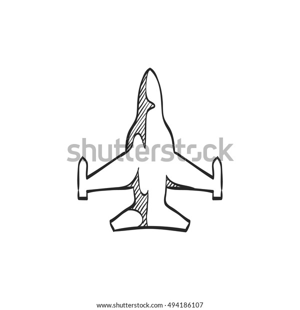 Fighter Jet Icon Doodle Sketch Lines 스톡 벡터(로열티 프리) 494186107 | Shutterstock