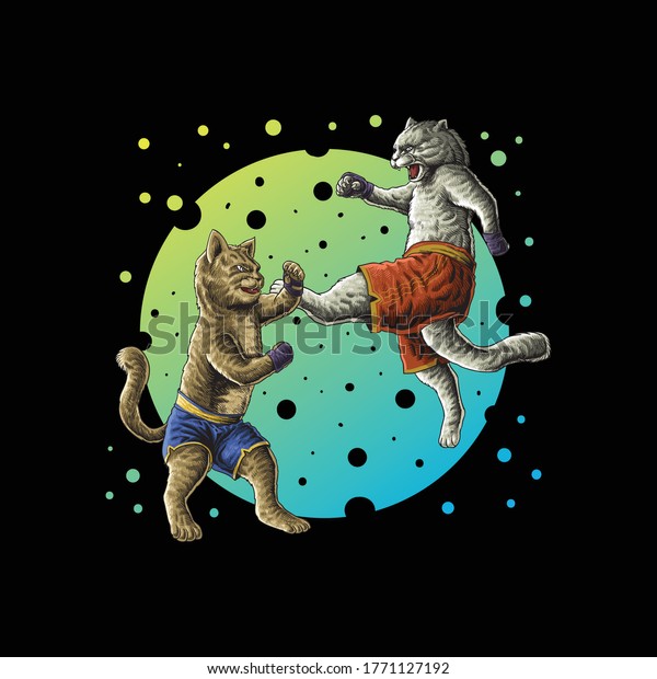 Fighting Cats Illustration Vector Cartoon Stock Vector (Royalty Free ...