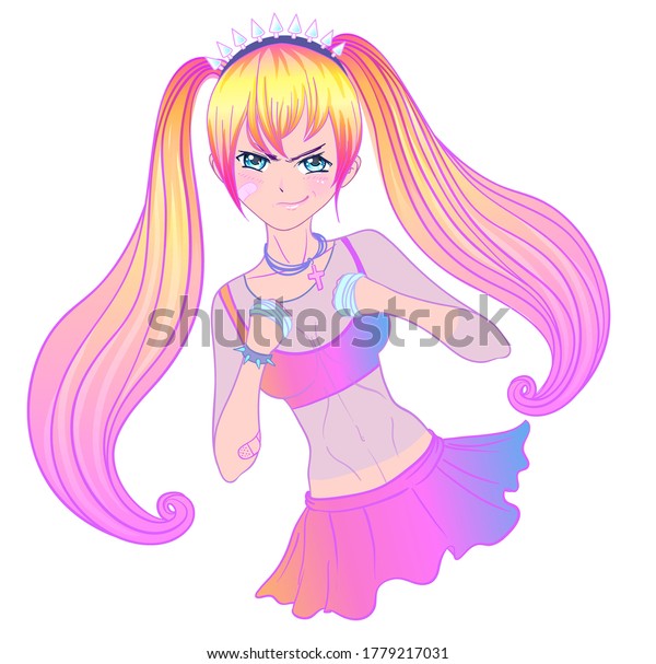 Fighting Cute Anime Style Art Fight Stock Vector (Royalty Free ...