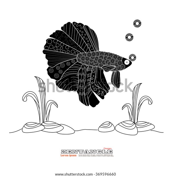 Fighting Fish Drawing Coloring Bookbetta Fish Stock Vector (Royalty ...