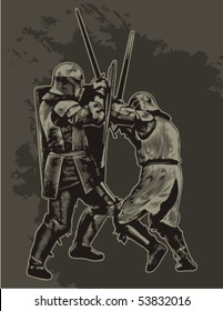 Fighting Medieval Knights Vector Illustration Stock Vector (Royalty ...