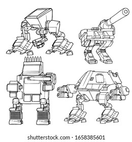 Fighting Robots Machines Vector Illustration: เวกเตอร์สต็อก (ปลอดค่า ...