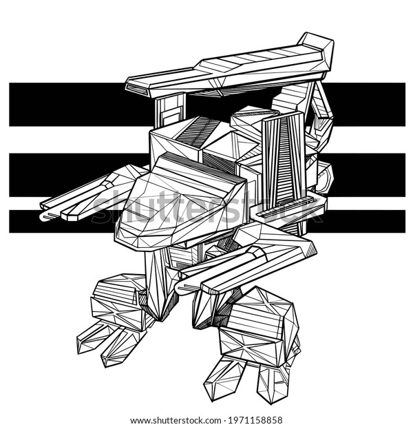Fighting Robots Rockets Cyborg Machines Vector Stock Vector (Royalty ...
