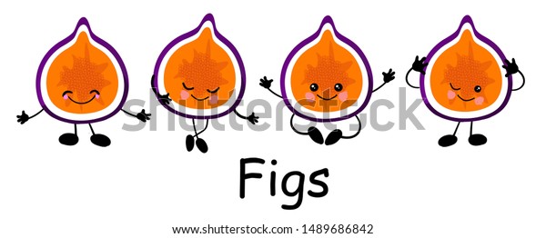 Figs Collection Characters Various Poses Funny Stock Vector (Royalty ...