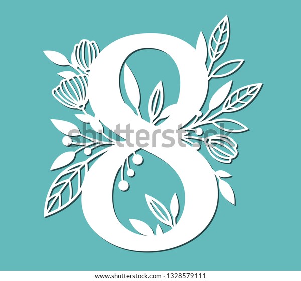 Figure Eight Decorated Spring Foliage Flowers Stock Vector (Royalty ...