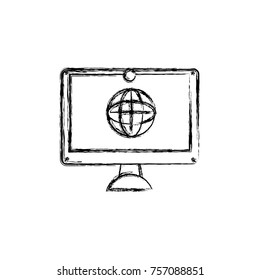 Figure Screen Electronic Equipment Global Conection Stock Vector ...
