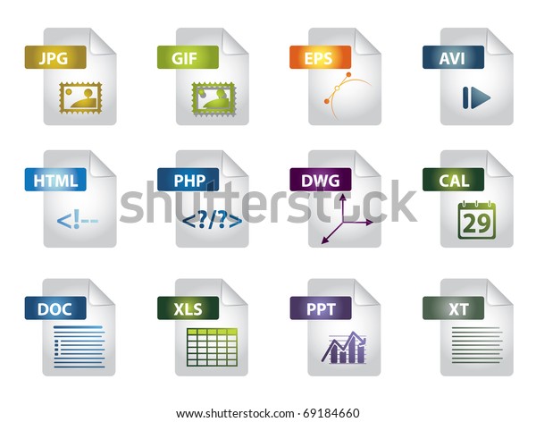 File Extension Icons Stock Vector (Royalty Free) 69184660 File Extension Icons Stock Vector (Royalty Free) 69184660