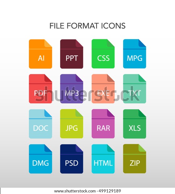 File Format Icon Pack Flat Color Stock Vector (Royalty Free) 499129189